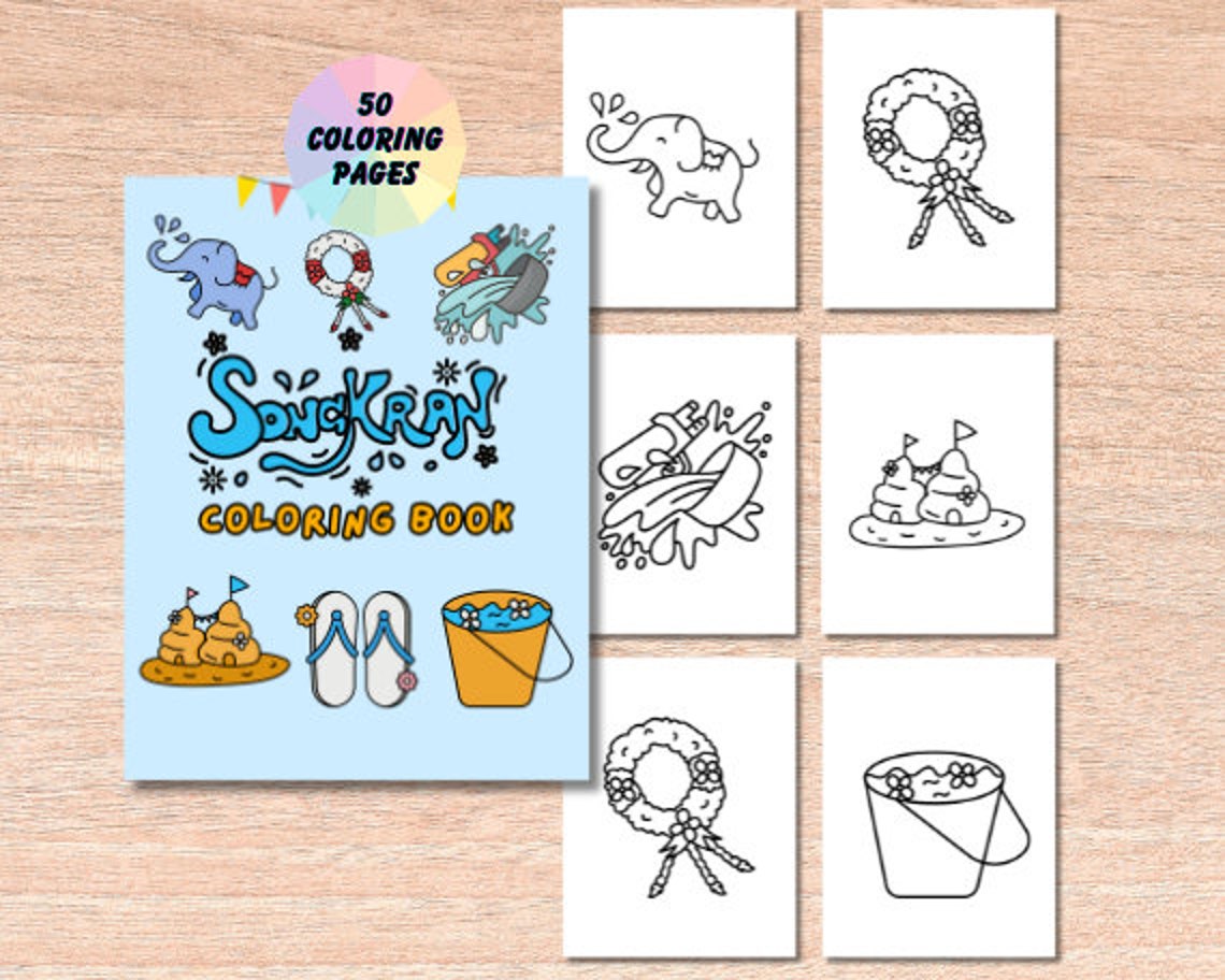 Songkran Coloring Book: Thai New Year Water Festival (instant Download ...