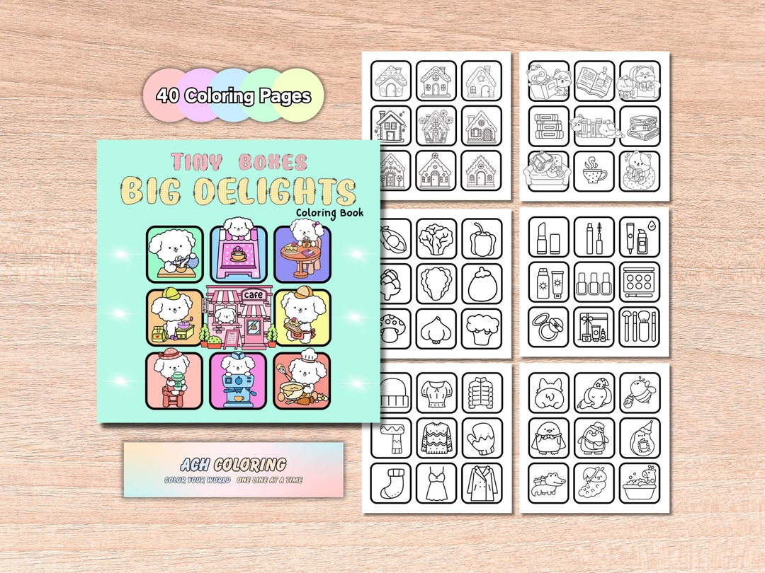 Kawaii Coloring Book | Tiny Boxes, Big Delights (PDF) - Etsy