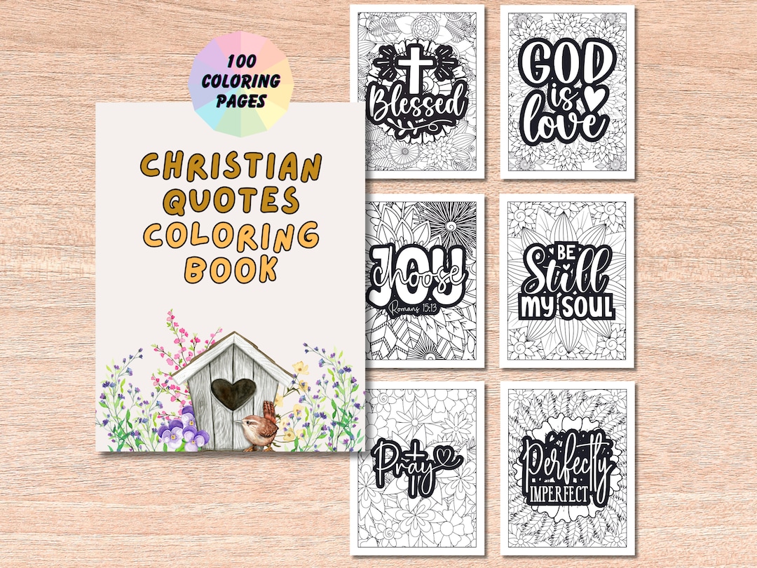 Christian Quotes Coloring Book: 100 Bible Verse Pages (digital Download ...