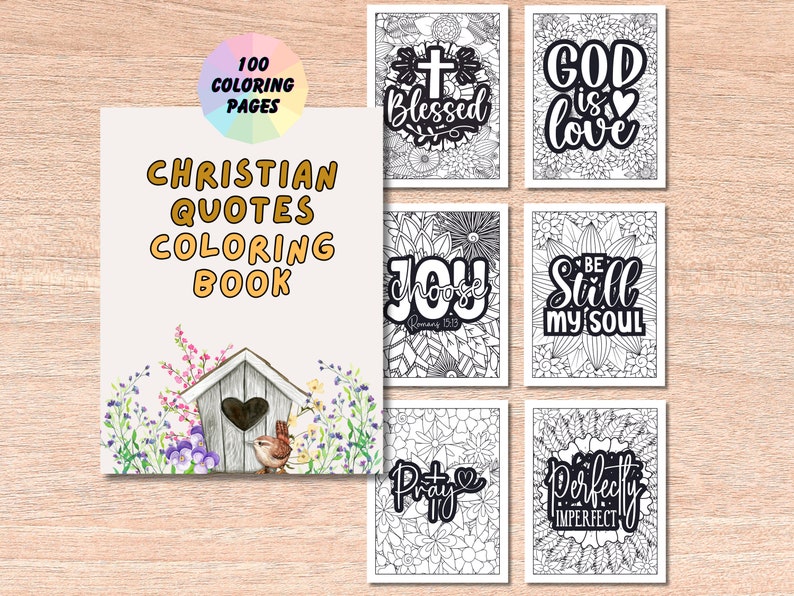 Christian Quotes Coloring Book: 100 Bible Verse Pages (digital Download ...