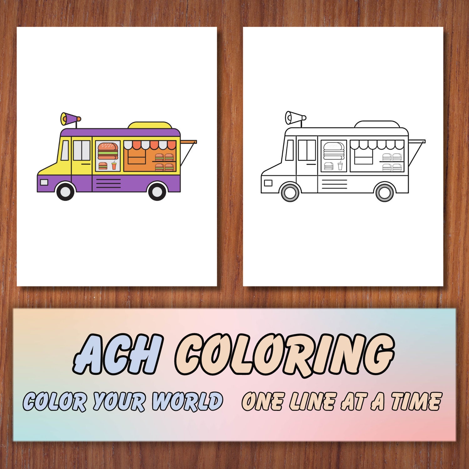 Food Truck Coloring Book Food Coloring Page, Fast Food Printable ...