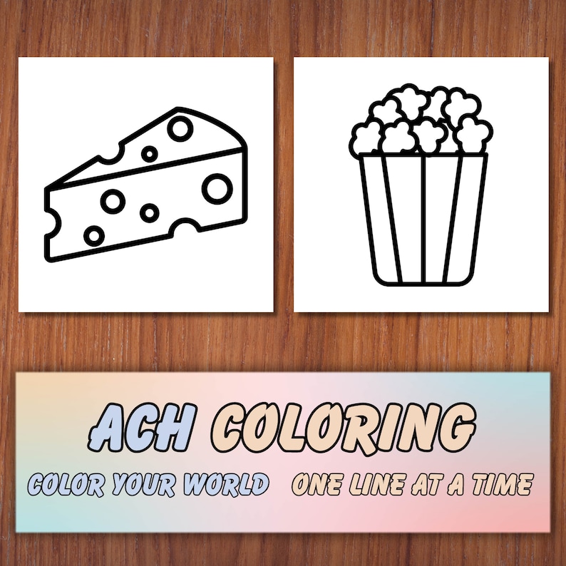 Food & Snacks Coloring Book: Easy Bold Designs for Kids (instant ...