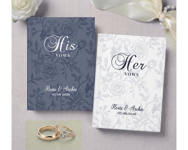 Personalised Toile His Her Vow Books, Custom Wedding Ceremony Vow ...