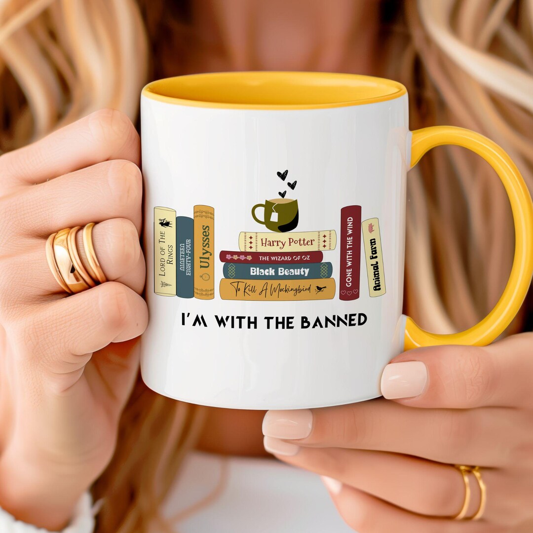 I'm With the Banned Two-tone Coffee Mug, Gift for Book Lover, Coffee ...