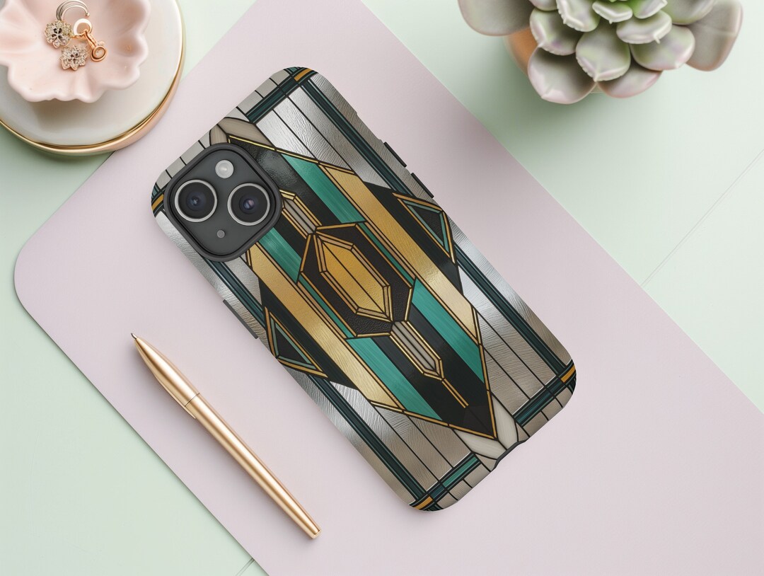 Stain Glass Window, Art Deco Tile Design Tough Phone Case | iPhone 15-8 ...