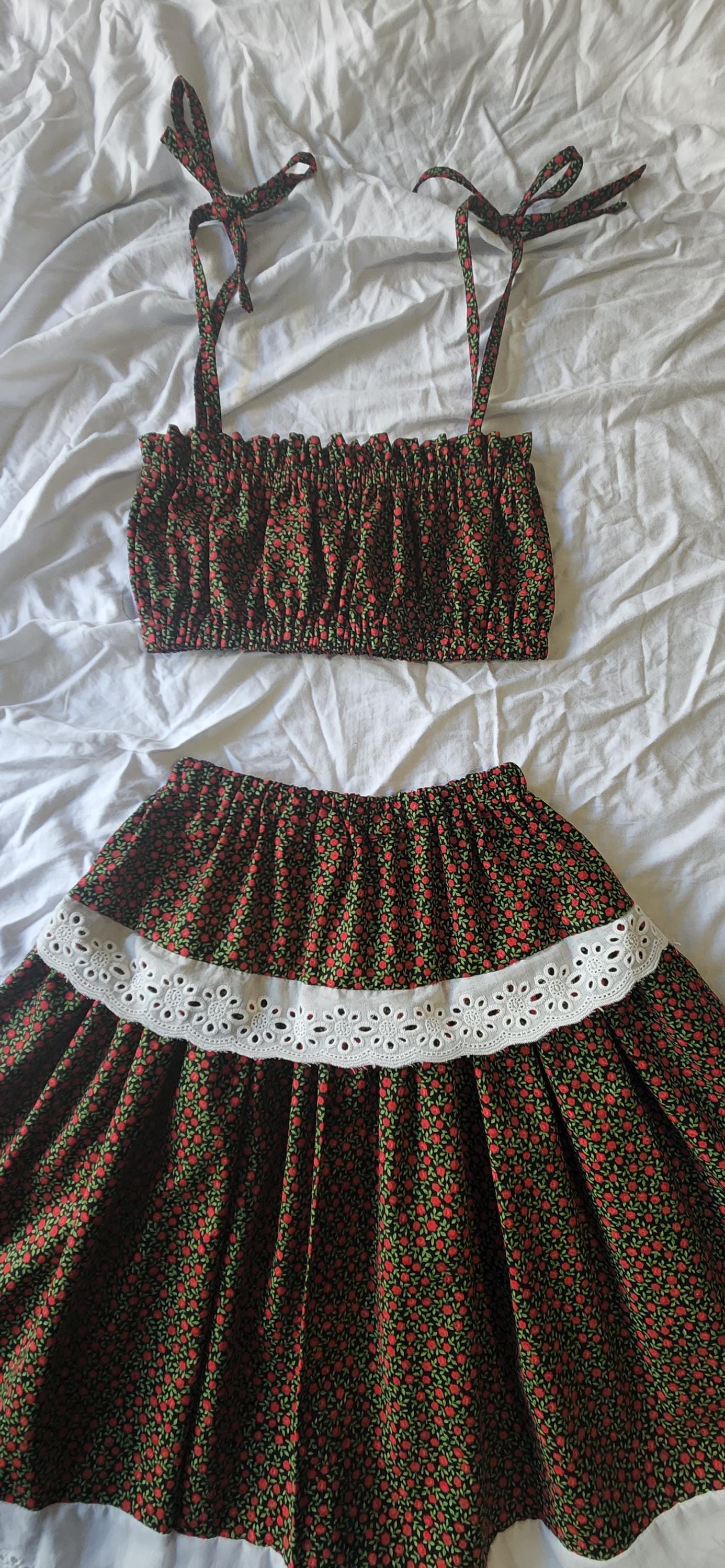 HANDMADE Girls Cottagecore Skirt and Crop Set - Etsy