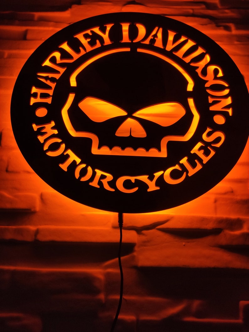 Harley Davidson Skull Logo Sign, Perfect for Man Caves and Garages ...