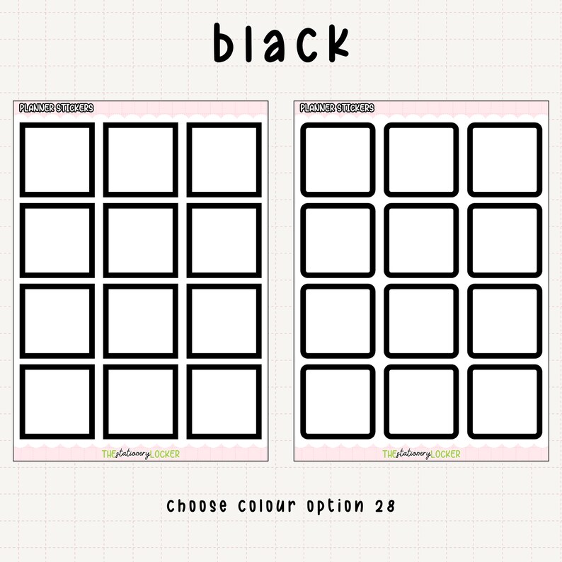 Medium Box Rounded Corner Square Corner Planner Sticker Calendar ...