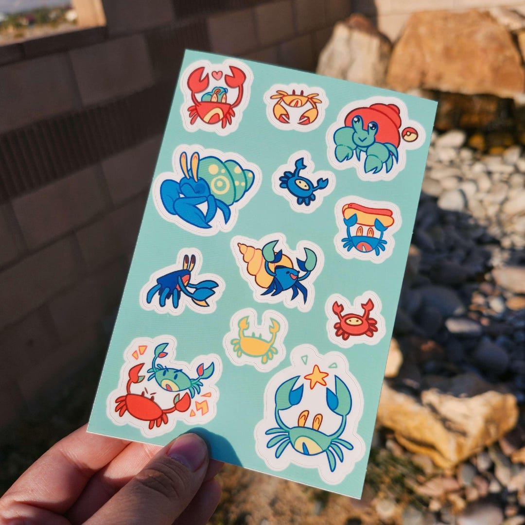 Happy Crabs - 4x6 Sticker Sheets - Etsy