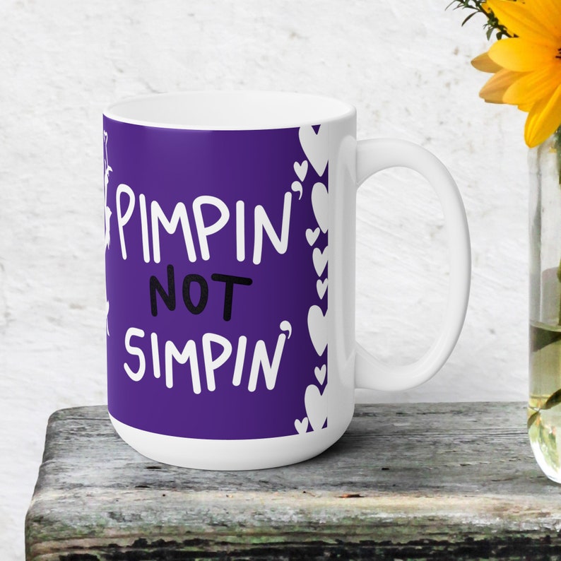 Pimpin' Not Simpin' Valentino's Coffee Mug / Purple Gift for Hazbin ...