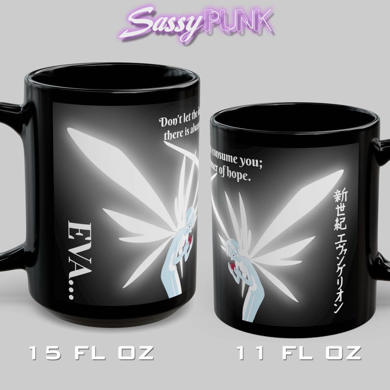 Neon Genesis Evangelion Rei Ayanami Black Coffee Mug Anime / Japanese ...