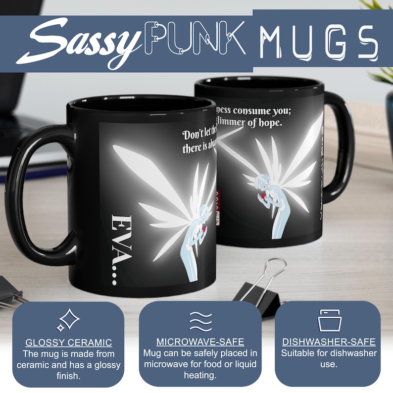 Neon Genesis Evangelion Rei Ayanami Black Coffee Mug Anime / Japanese ...