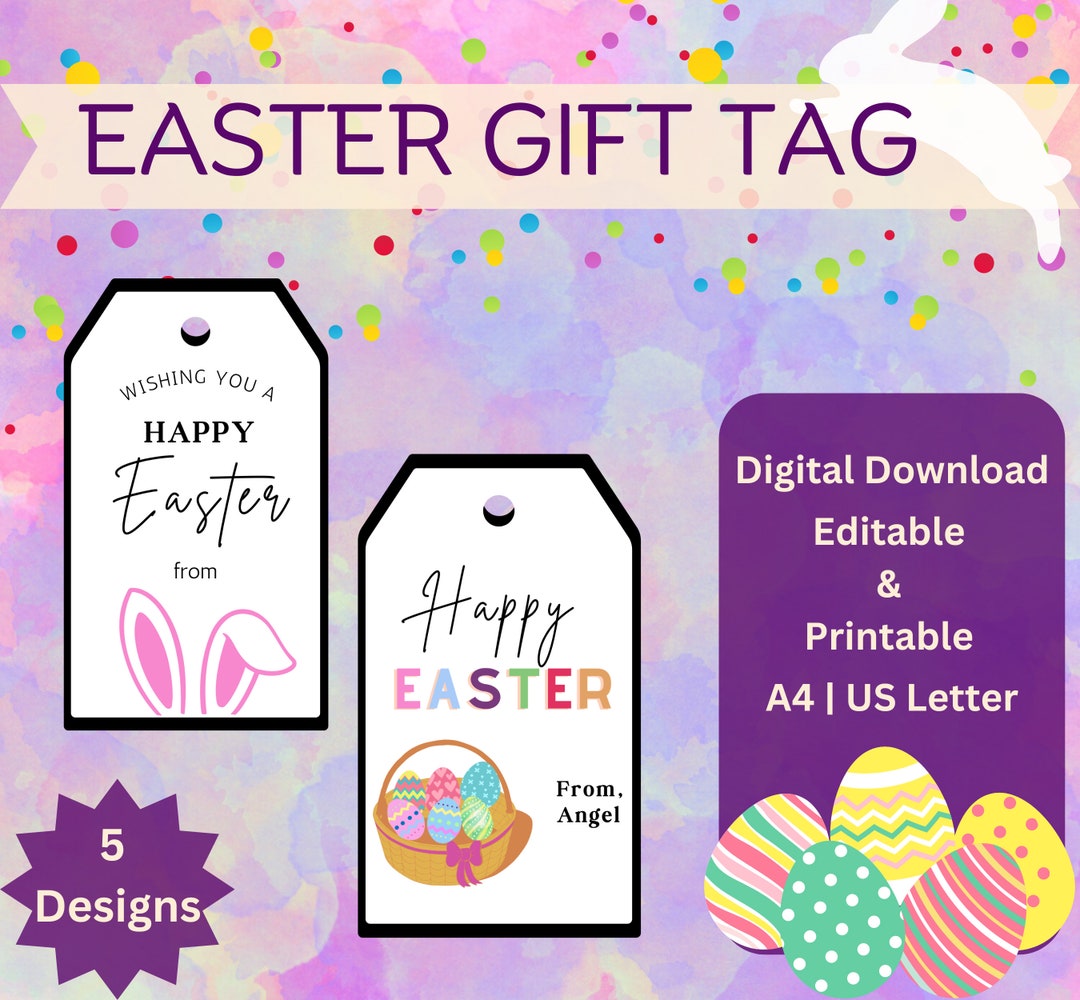 Editable Easter Tag Printable Easter Tags Colorful Easter Gift Tags ...