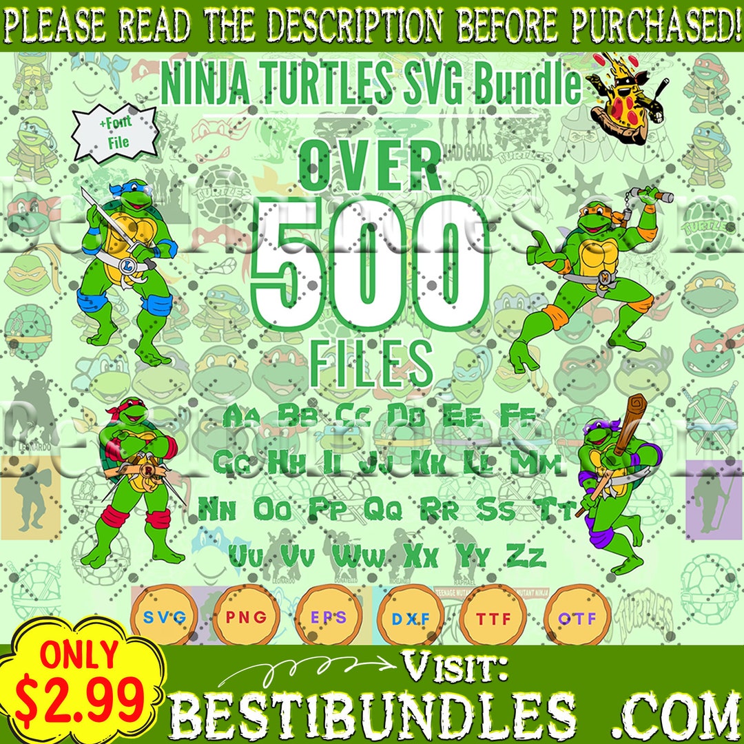 500 Ninja Svg Bundle, Turtles FONT SVG, Turtles Alphabet Svg, Turtles ...