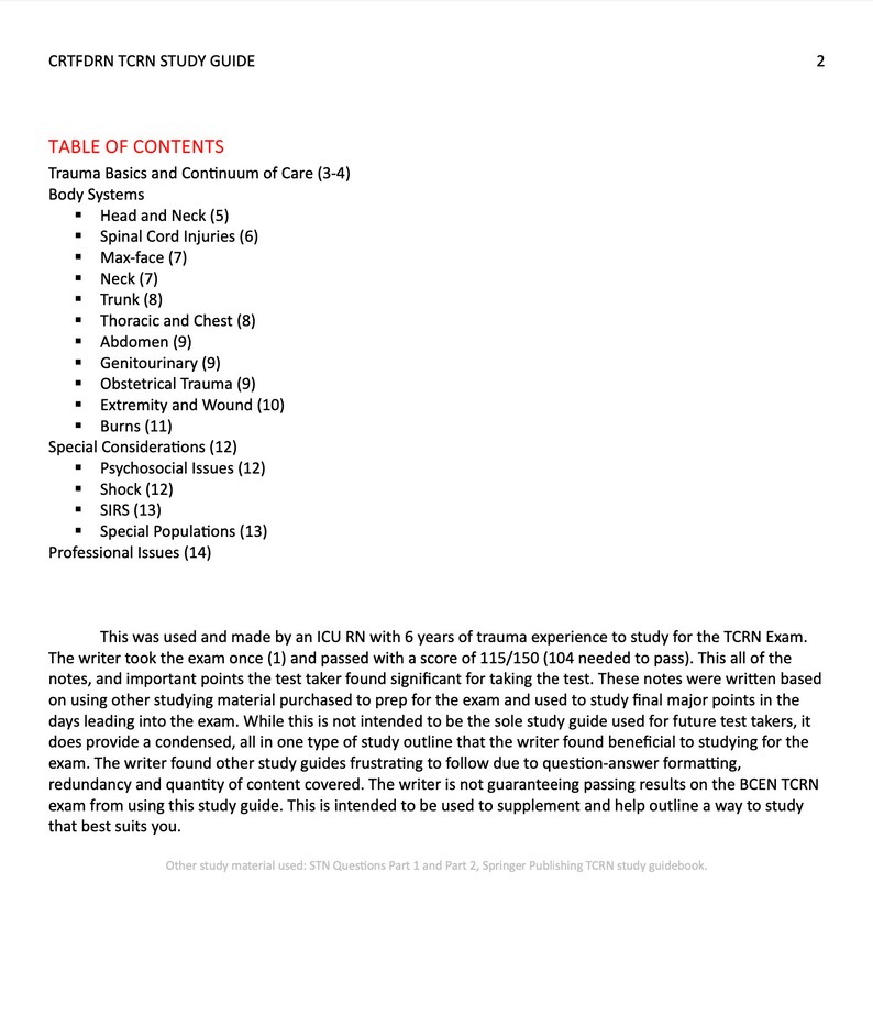 TCRN Study Guide - Etsy