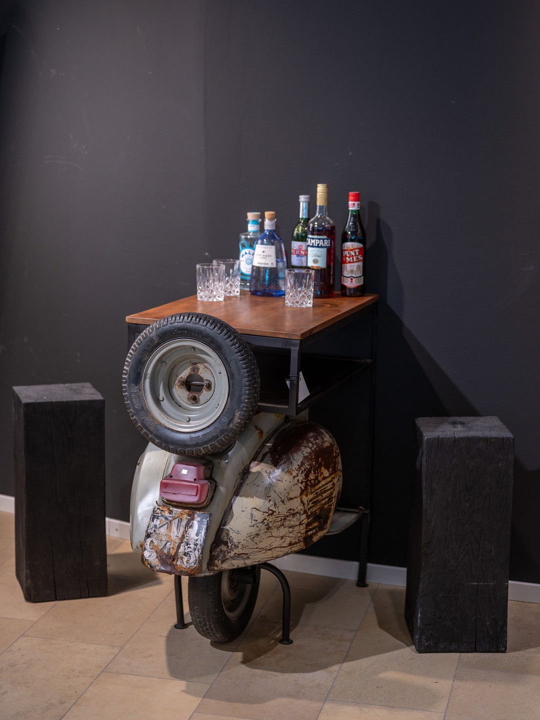 Vespa Bar Table, Upcycled Furniture, Vintage Vespa, Unique Table, Retro ...