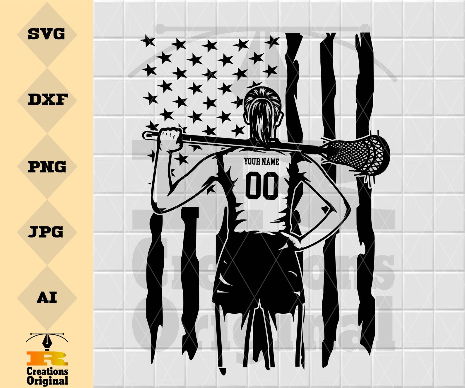 US Female Lacrosse Player Svg Personalized Name Lacrosse Svg Lacrosse ...