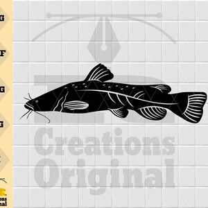 Catfish Silhouette SVG | Fishing Clipart (png, Dxf, Jpg) - Etsy