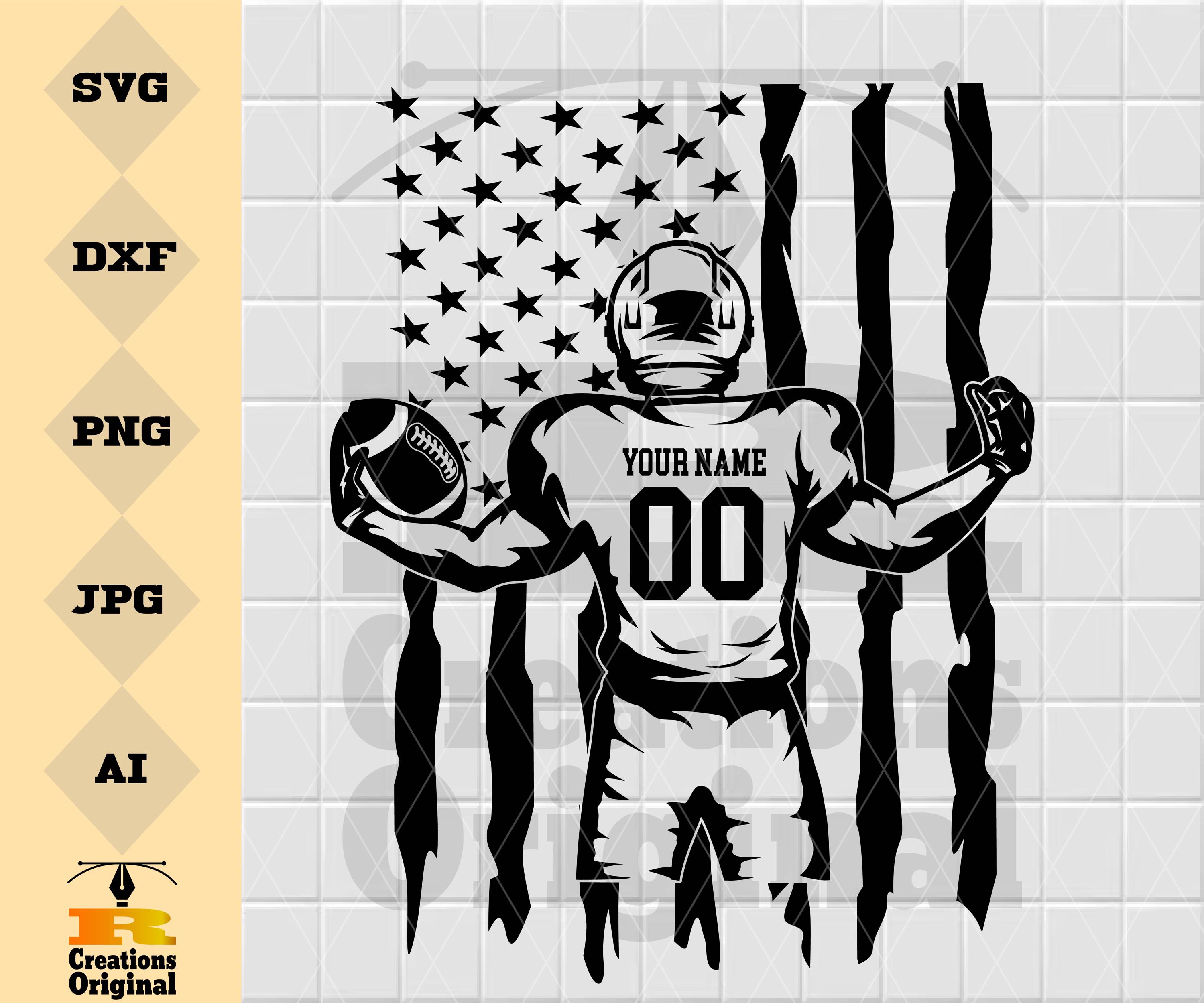 Customized Football Player SVG: American Flag Design (digital Download ...