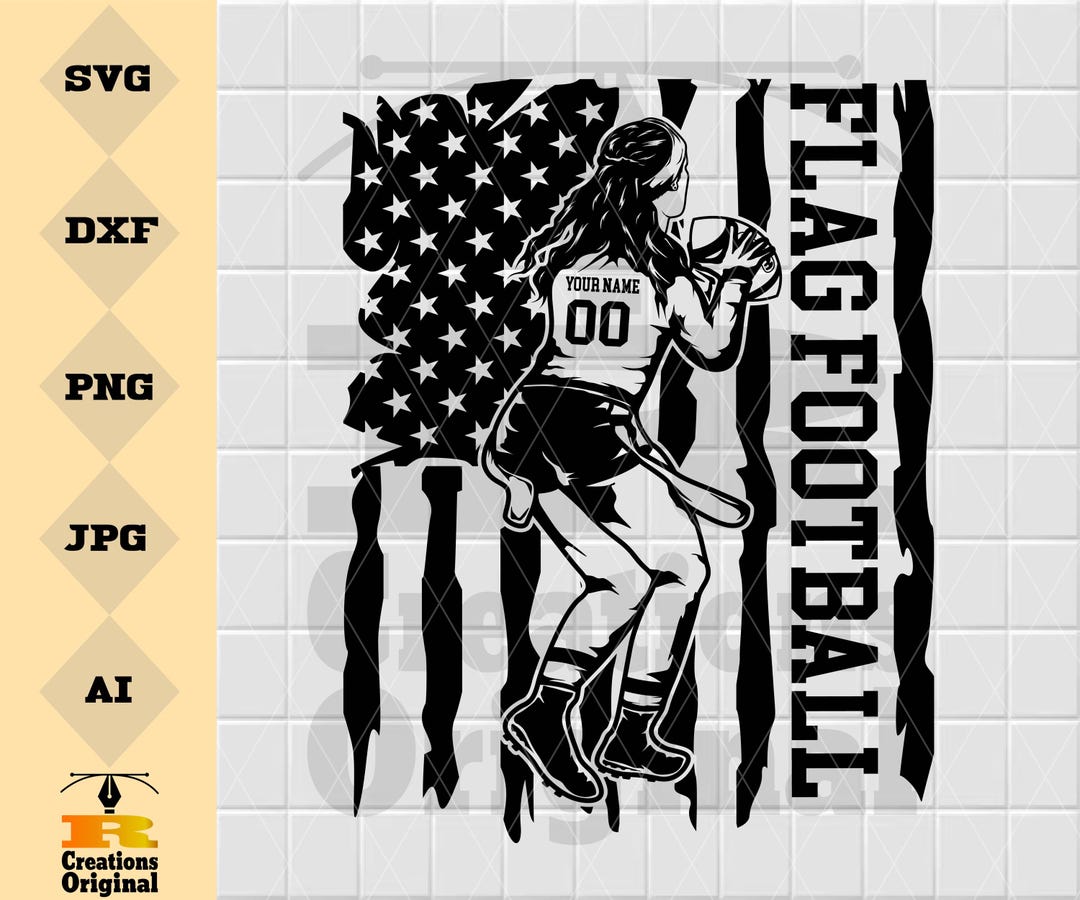 US Flag Football Girl Svg Personalized Name Football Name Svg Football ...