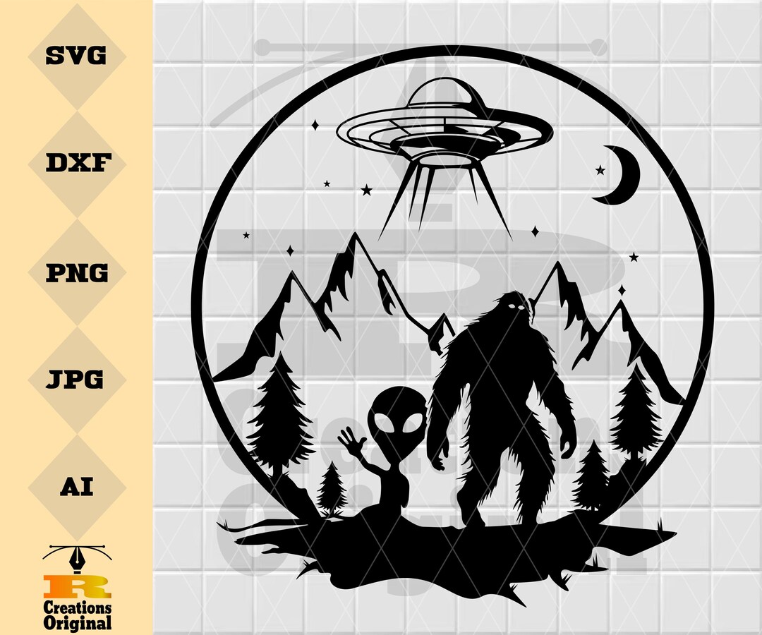 Alien UFO Mountain Scene SVG | Cricut, Silhouette, Printable (digital ...