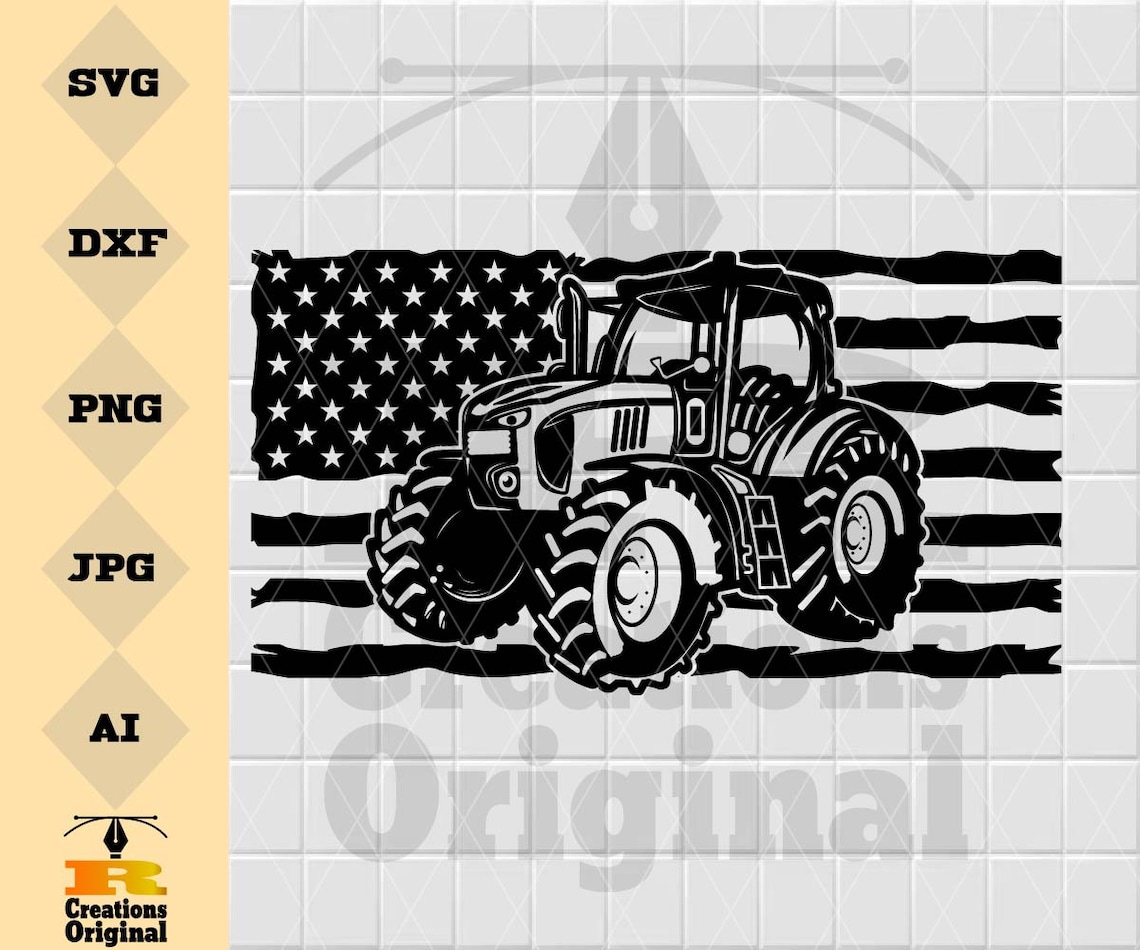 US Farm Tractor Svg | US Tractor Svg | Farmer Svg | Farm Vehicle Svg ...