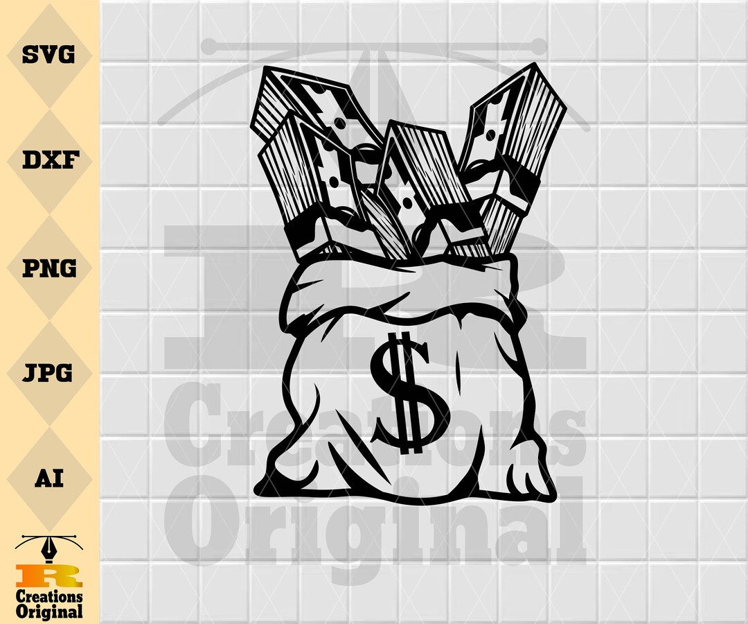 Money Bag Svg | Money Bag Clipart | Cash Bag Svg | Dollar Bag Svg ...