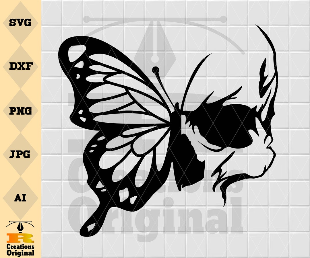 Skeleton Butterfly Svg | Skull Butterfly Svg File | Skeleton SVG ...