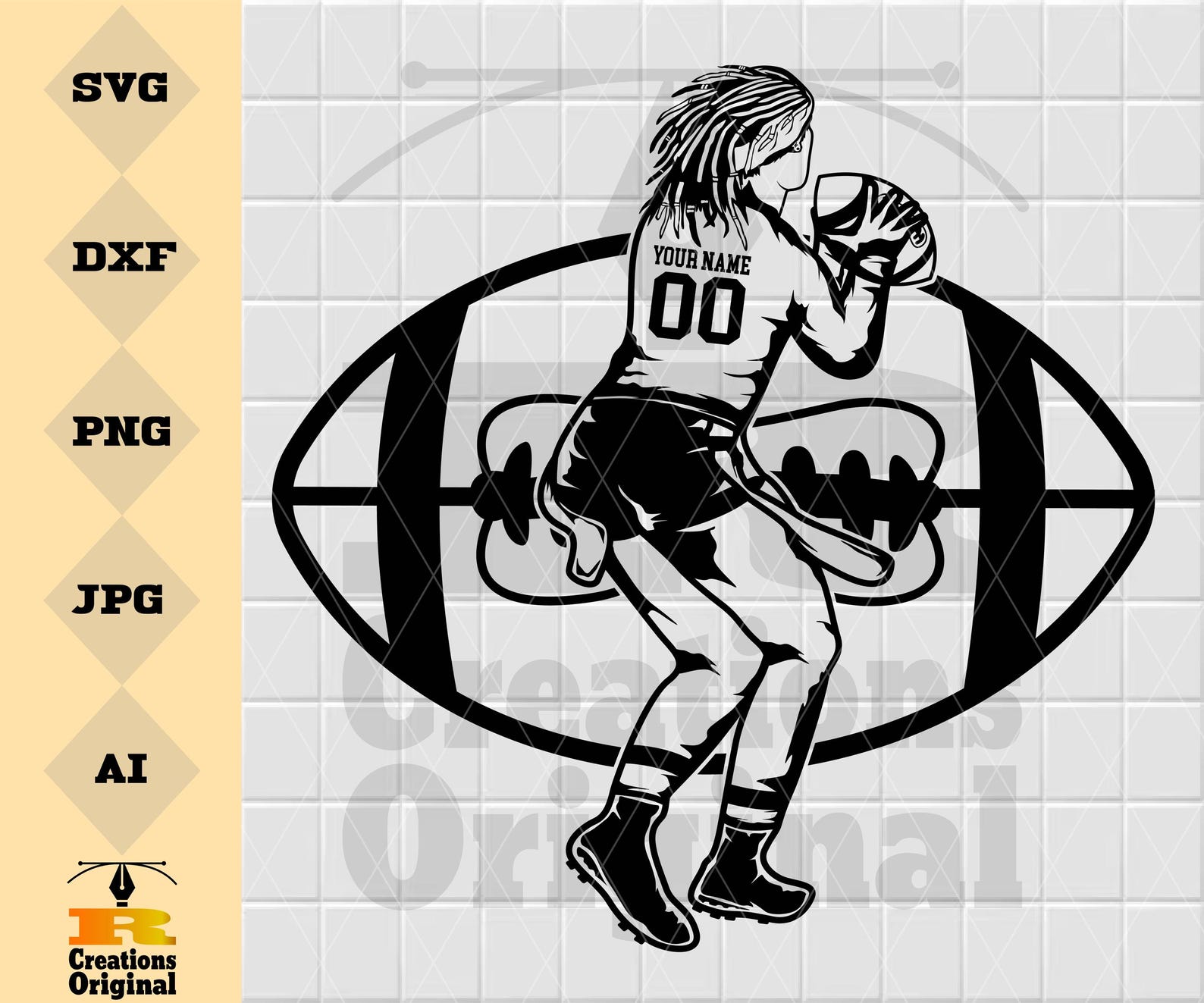 Personalized Name Flag Football Girl Svg Flag Football Name Svg ...