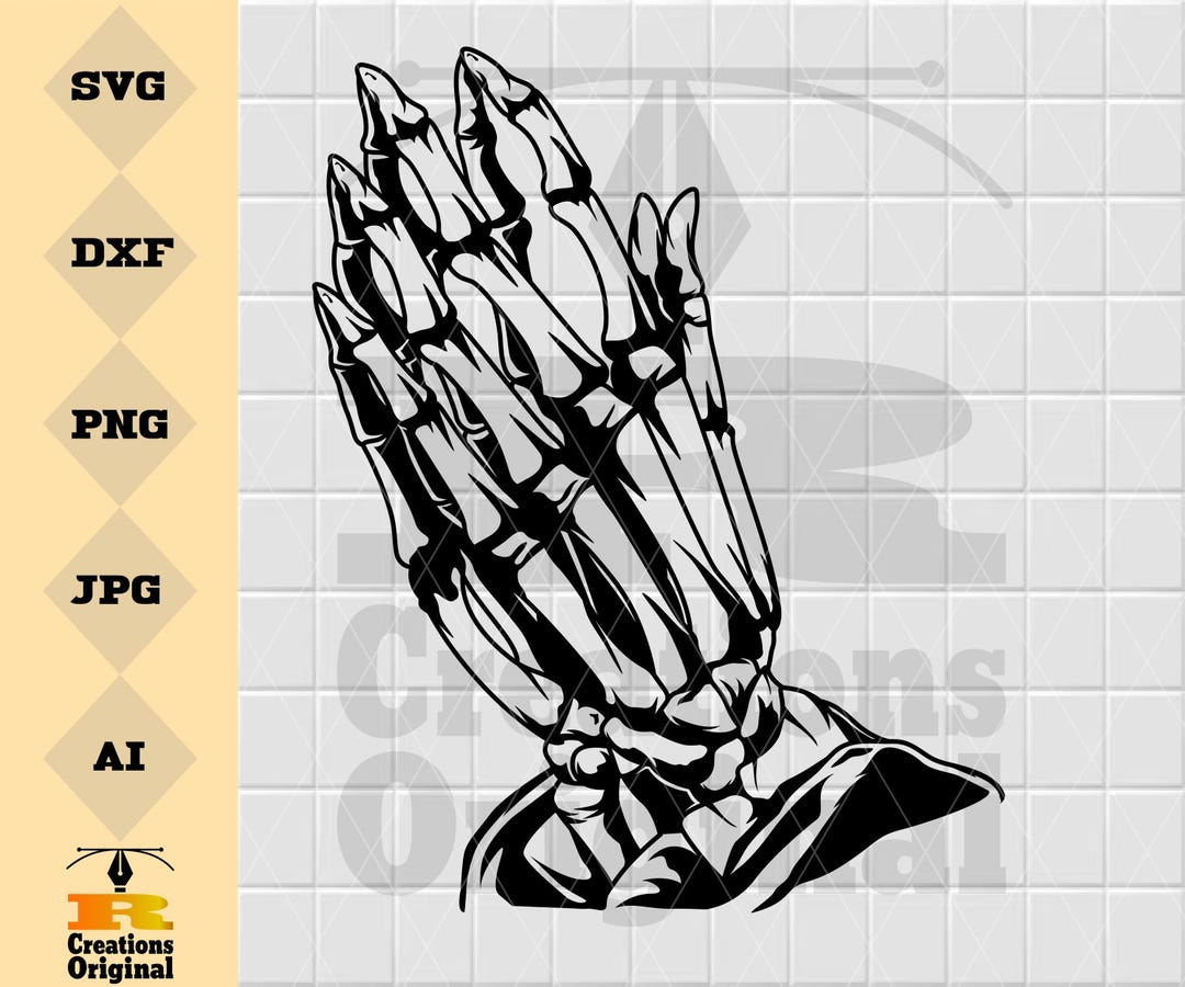 Skeleton Hands Praying SVG | Pray SVG | Gothic Bones Shirt Decal ...