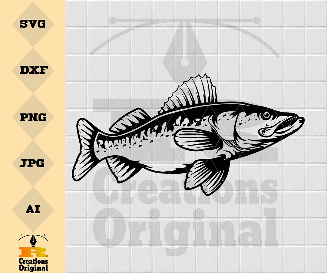 Walleye Fish Svg | Outdoor Fishing Clipart | Freshwater Fish Cut File ...