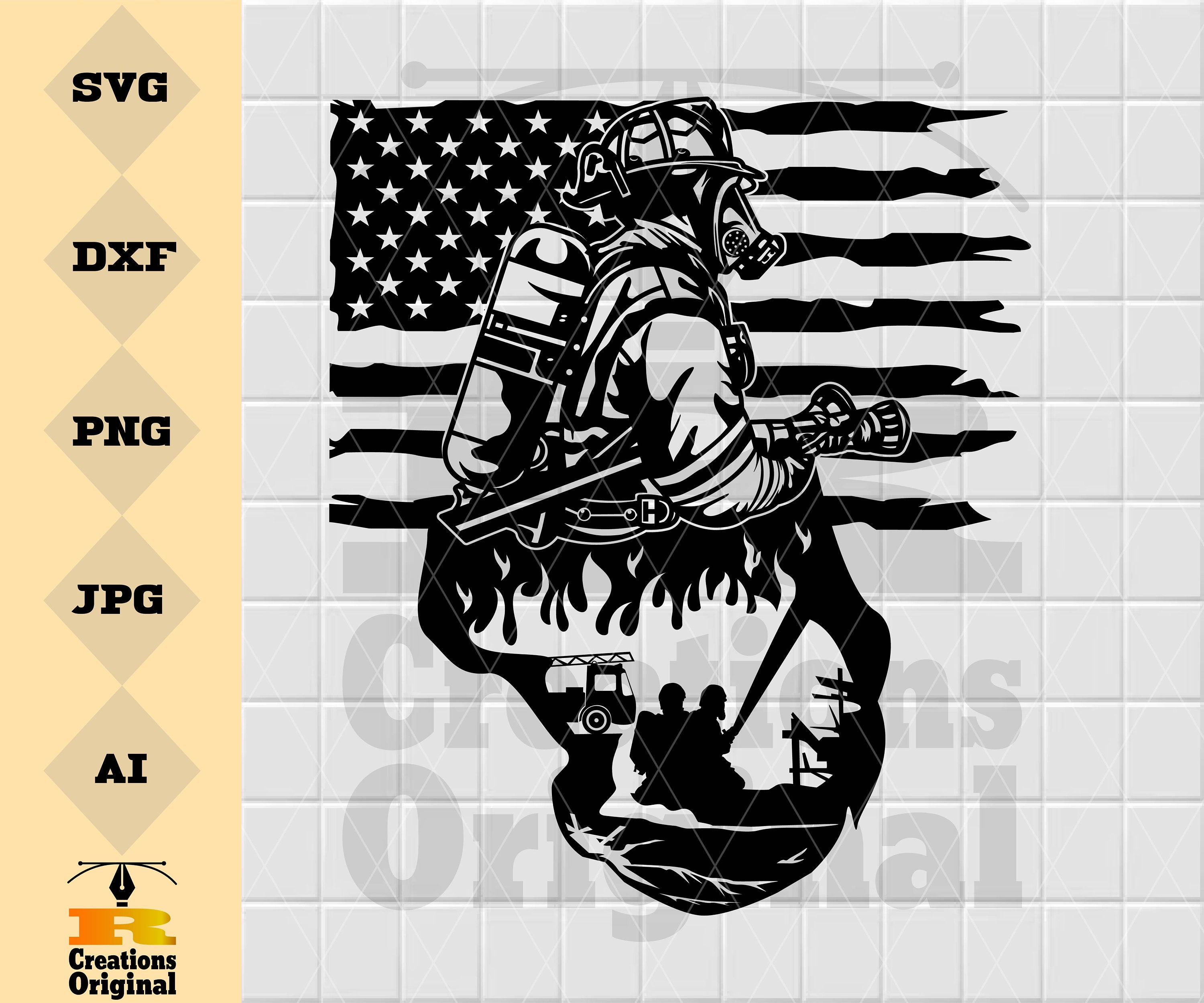 US Fireman Svg Us Firefighter Dad Svg Rescue Svg First Responder Svg ...