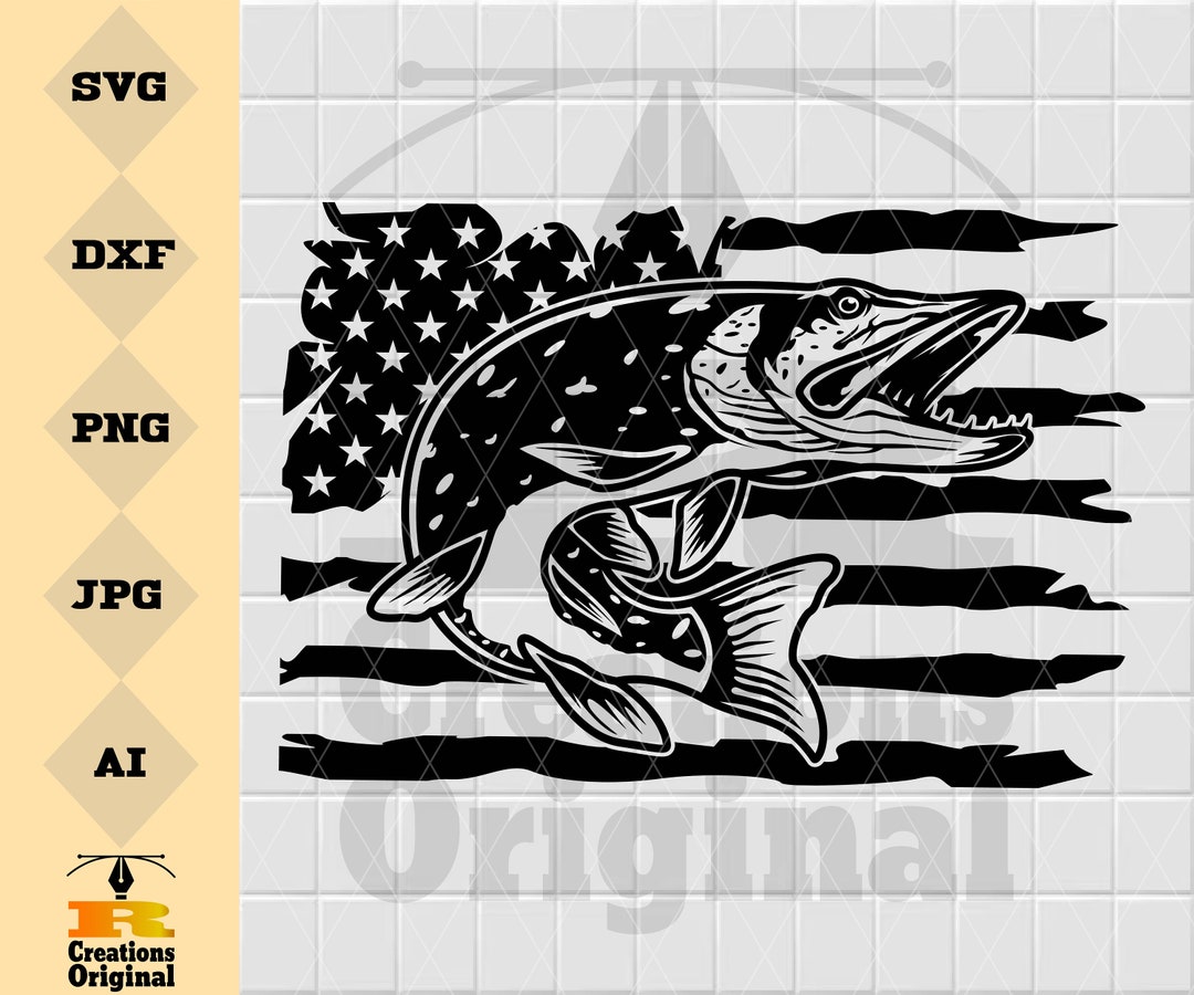 US Pike Fishing Svg | Pike Fish Svg | Freshwater Fish Svg | Fishing ...