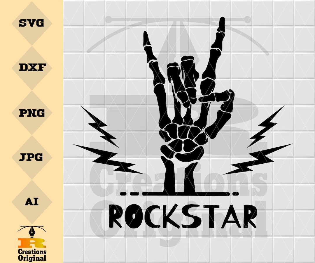 Rockstar Skeleton Svg | Rockstar Skeleton Hand Svg | Rockstar Svg ...