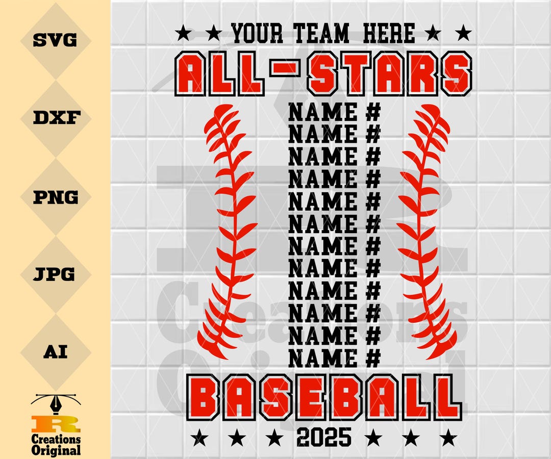 Personalized Baseball All Stars Roster SVG | Team Shirt (digital ...