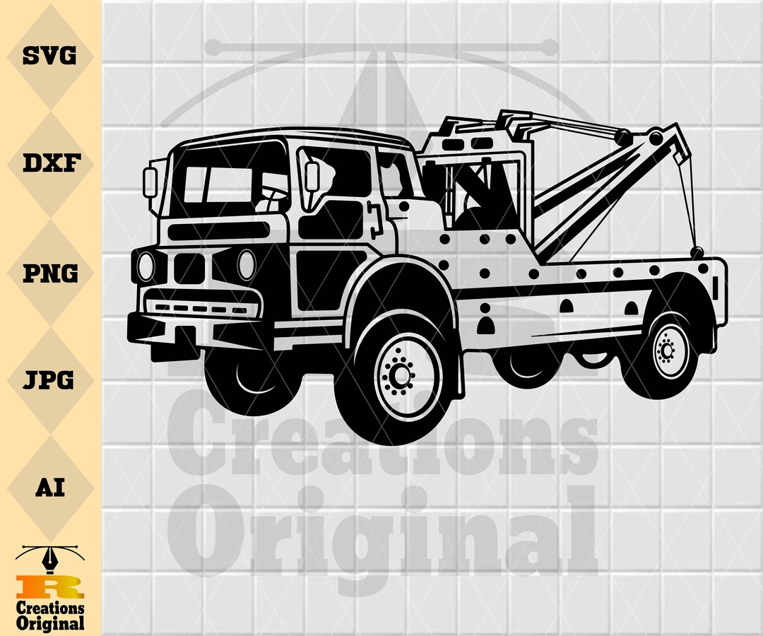Tow Truck SVG | Vintage Car Towing SVG | Towing Truck Decal Drawing ...