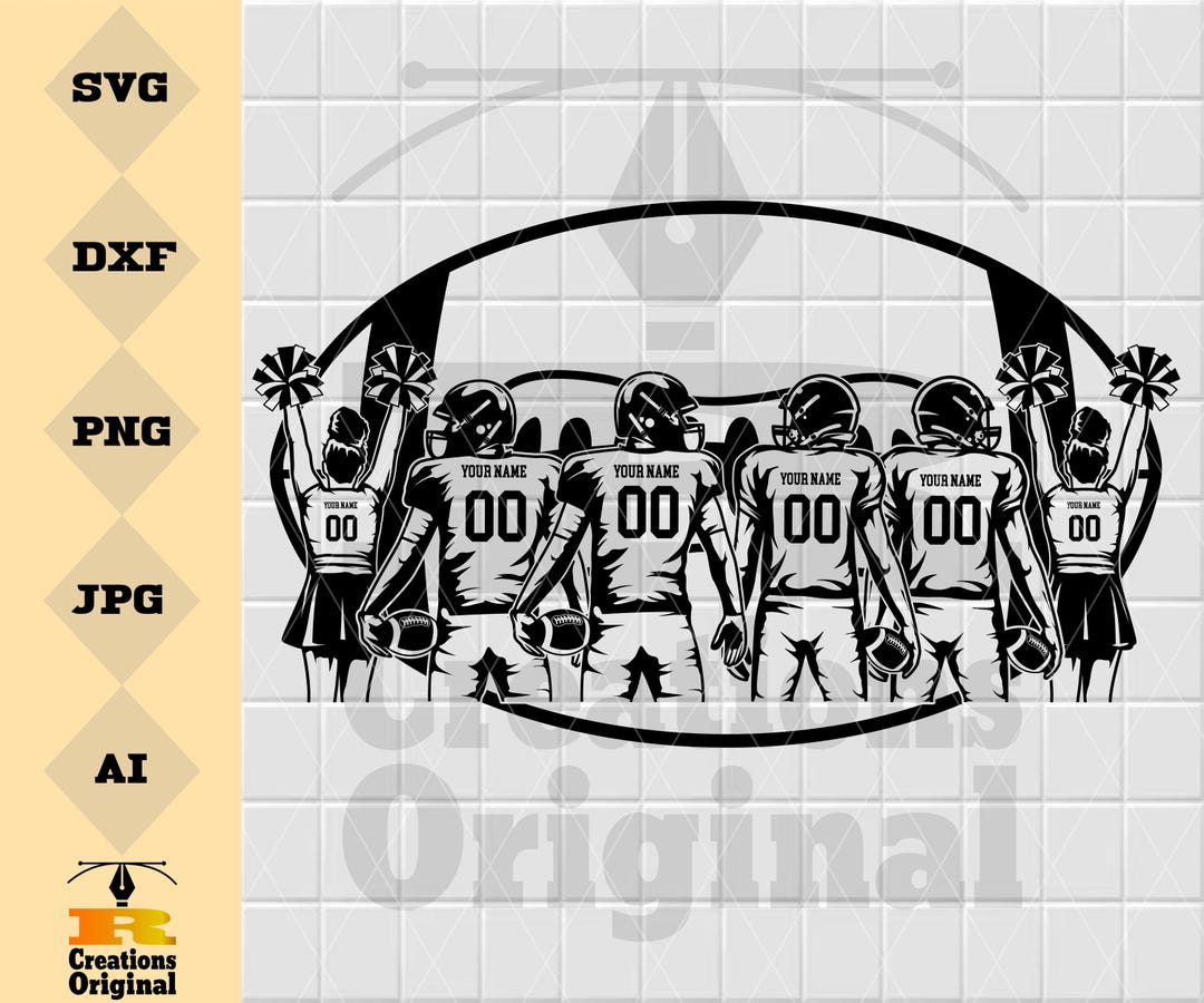Football Players & Cheerleaders SVG: Personalized Team Design (digital ...