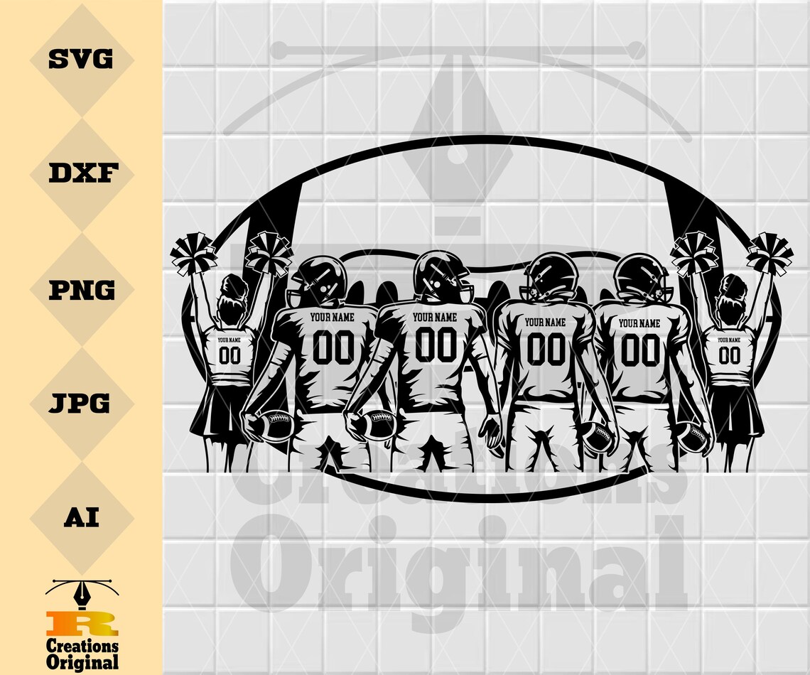 Cheerleaders Four Football Players Svg Personalized Name Football Shirt ...