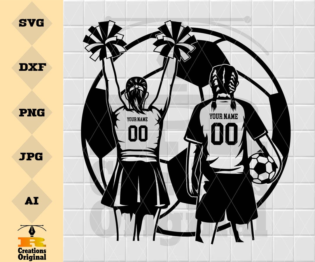 Cheerleader Soccer Girls SVG: Personalized Name Cut File (digital ...