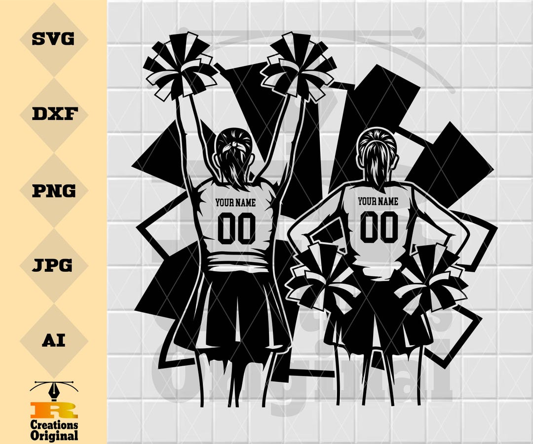 Two Cheerleader Svg | Cheer Dance Svg | Cheerleading Svg | High School ...