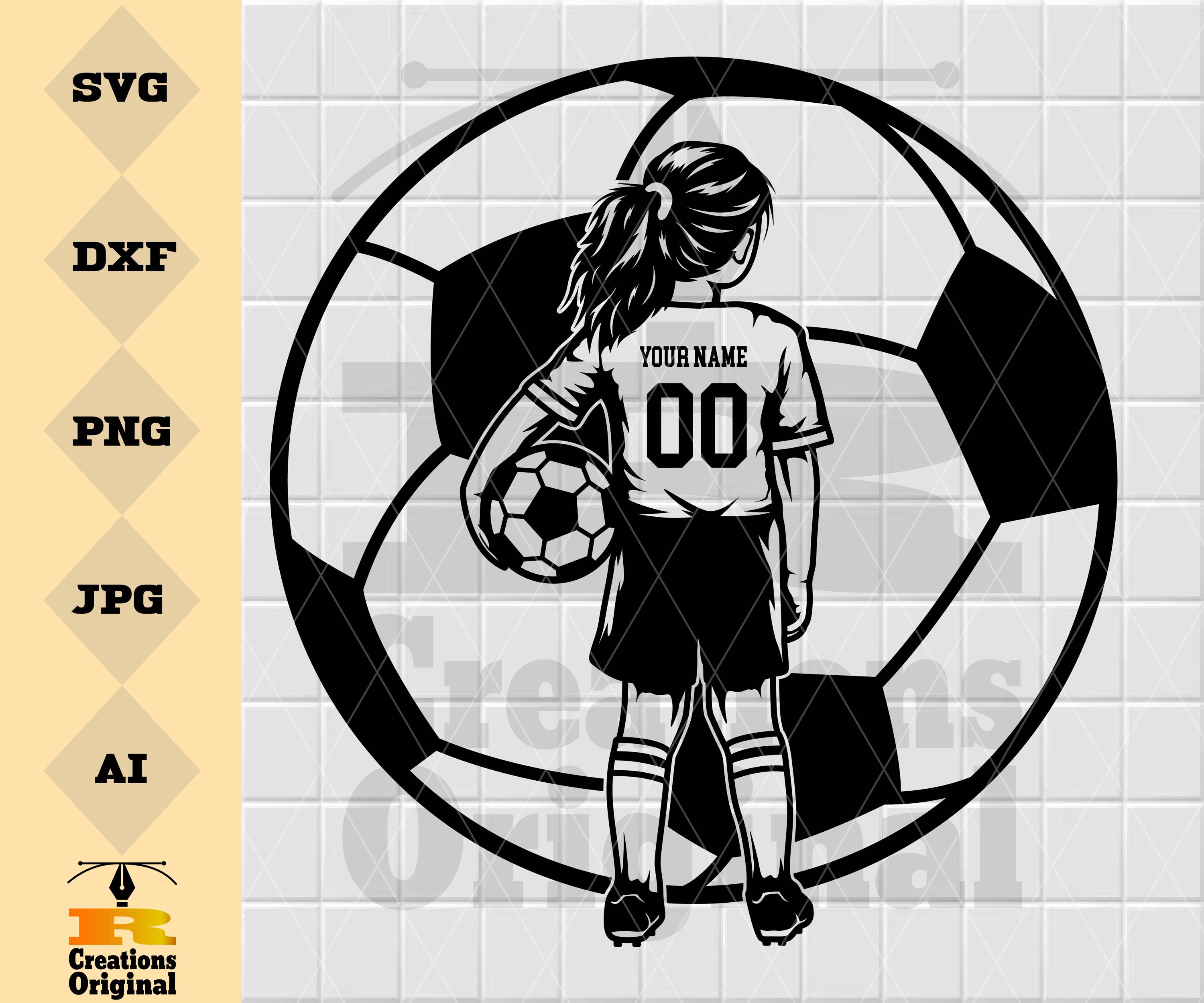 Personalized Soccer Girl SVG | Custom Name, Number Cut File (digital ...