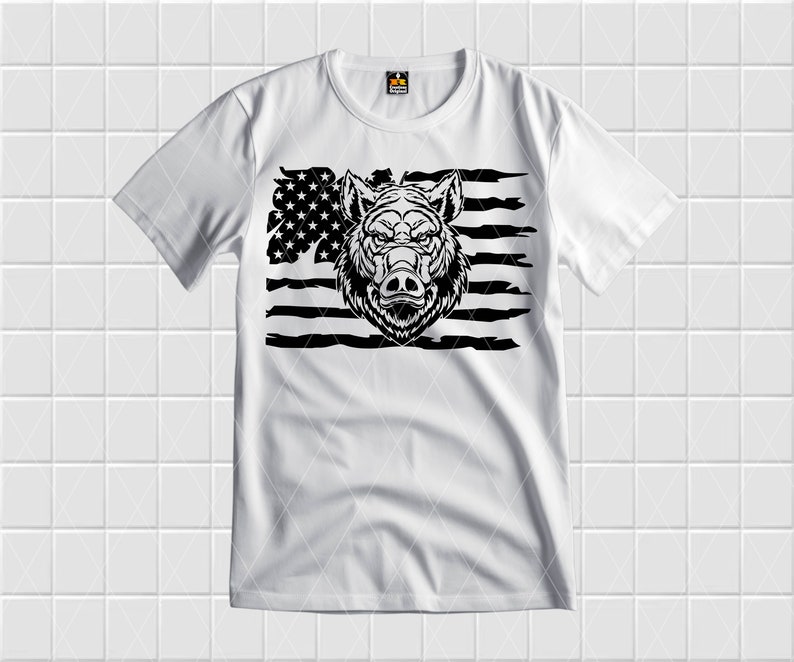 US Flag Wild Boar Head SVG: Razorback Mascot Vector (digital Download ...