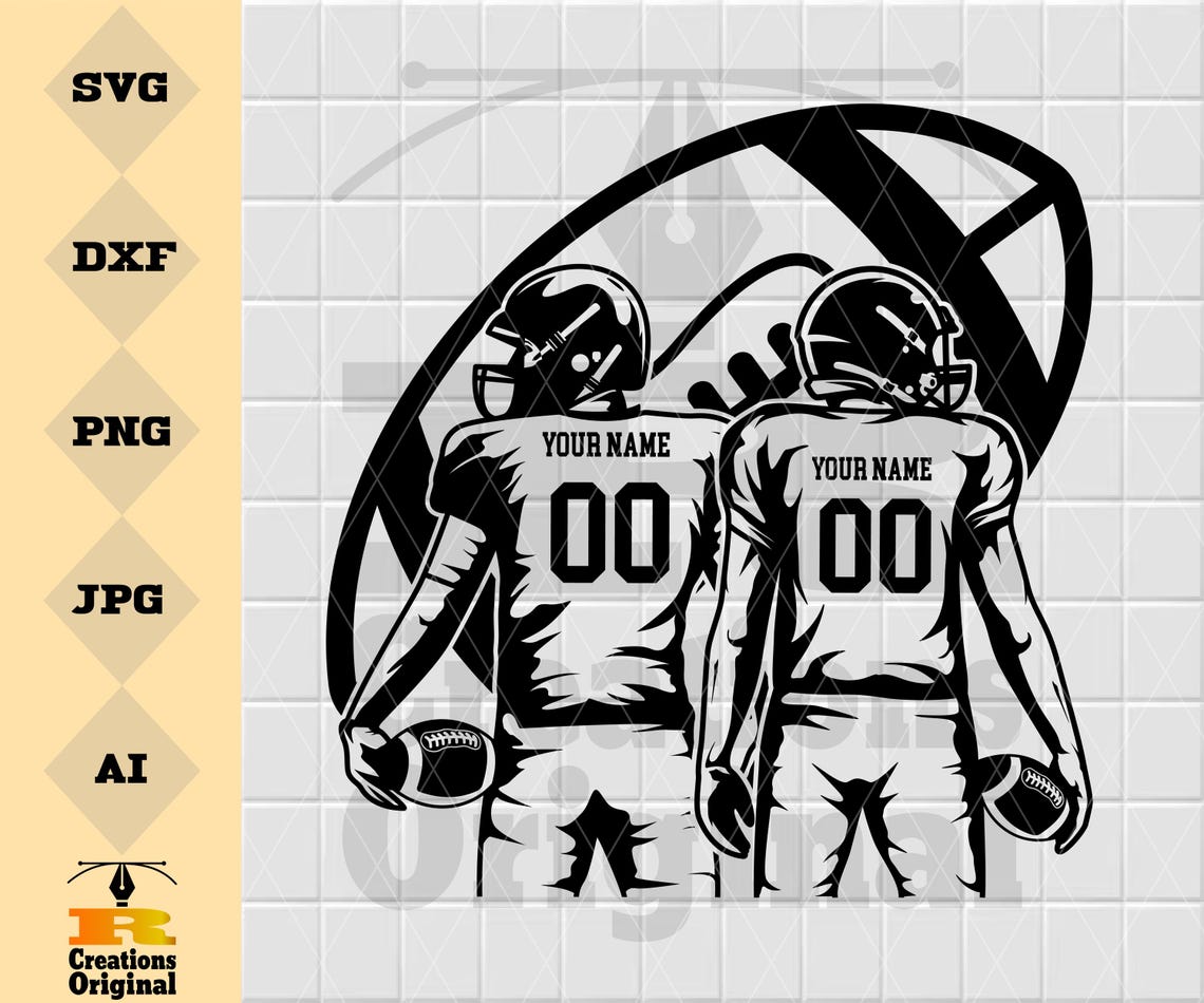 Personalized Name Two Football Players Svg Football Name Svg Football ...