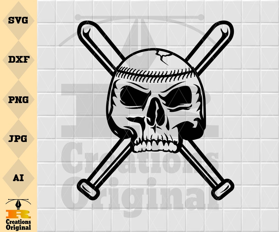Baseball Skull Svg | Softball Skull Svg | Skull Svg | Baseball Svg ...