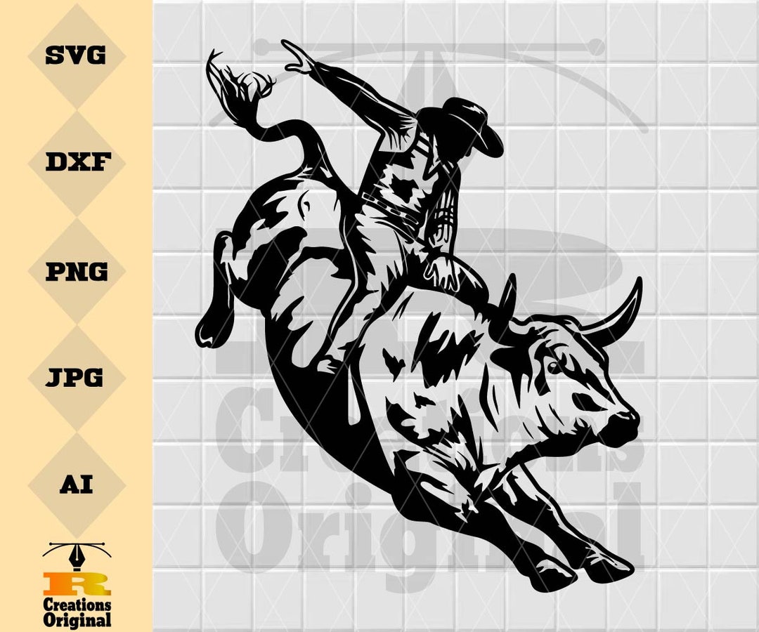 Bull Rider SVG: Rodeo Cowboy Design, Cricut & Silhouette (digital ...