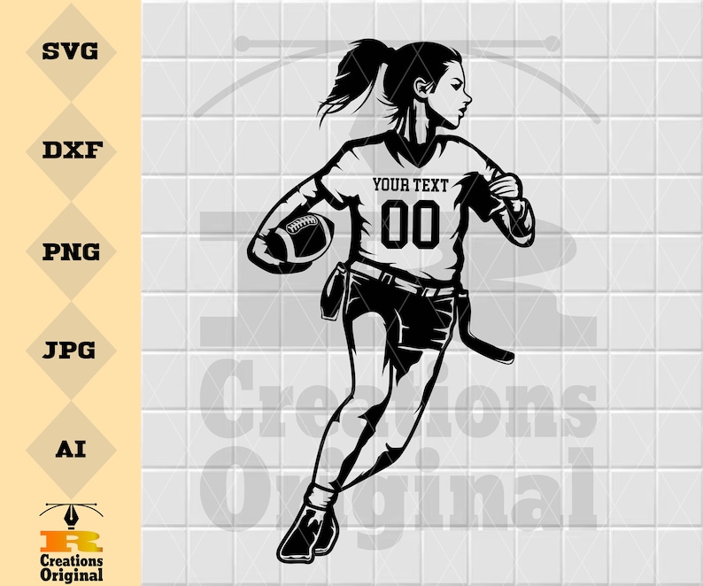 Personalized Flag Football Girl SVG: Sublimation Designs (digital ...