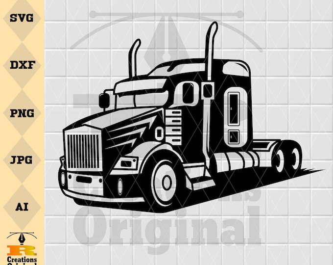 Semi Truck Svg, Semi Truck Silhouette, Semi Truck Dxf, Transport Truck ...