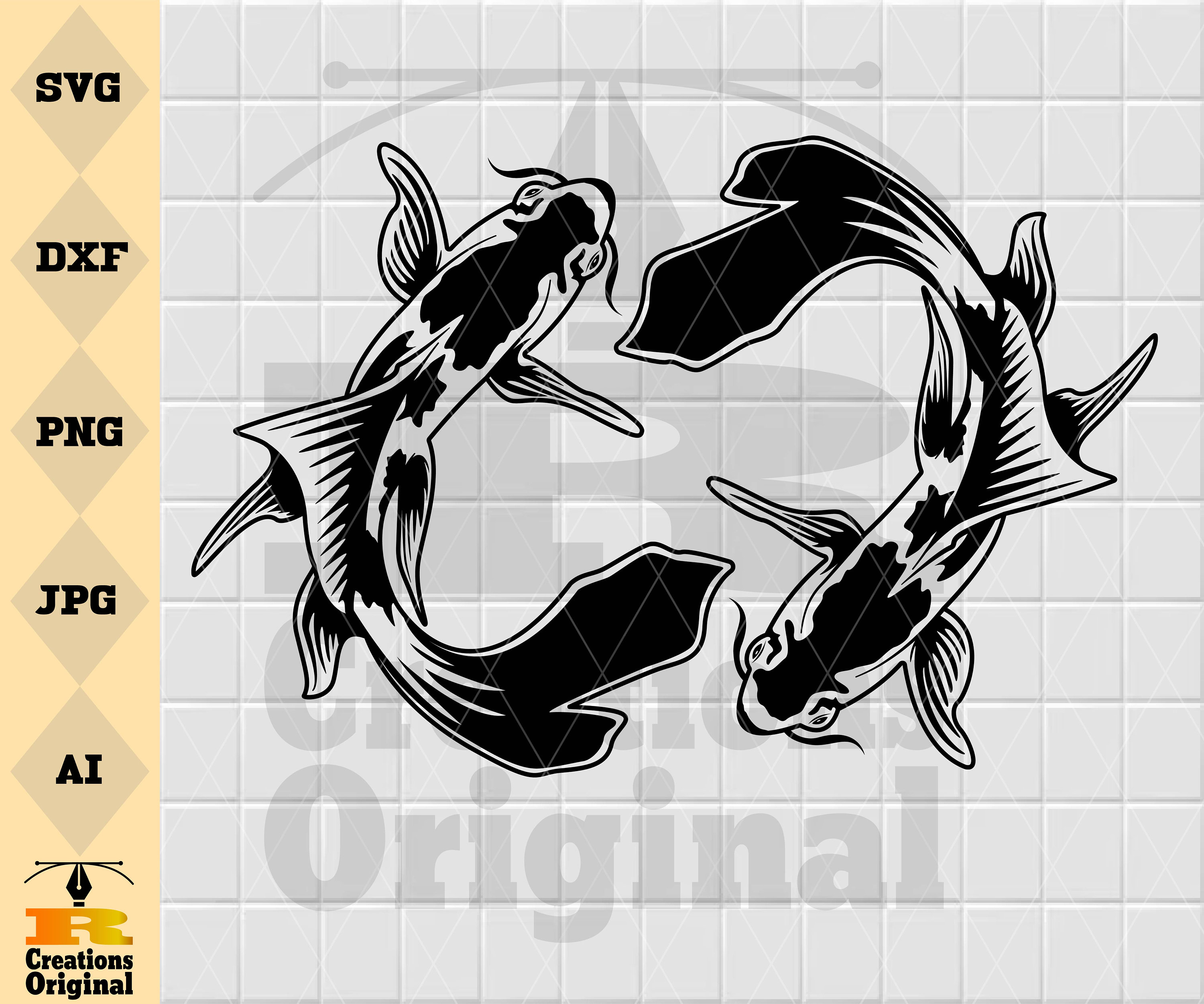 Koi Yin Yang Svg | Koi Fish Svg | Carp Fish Svg | Aquarium Fish Svg ...