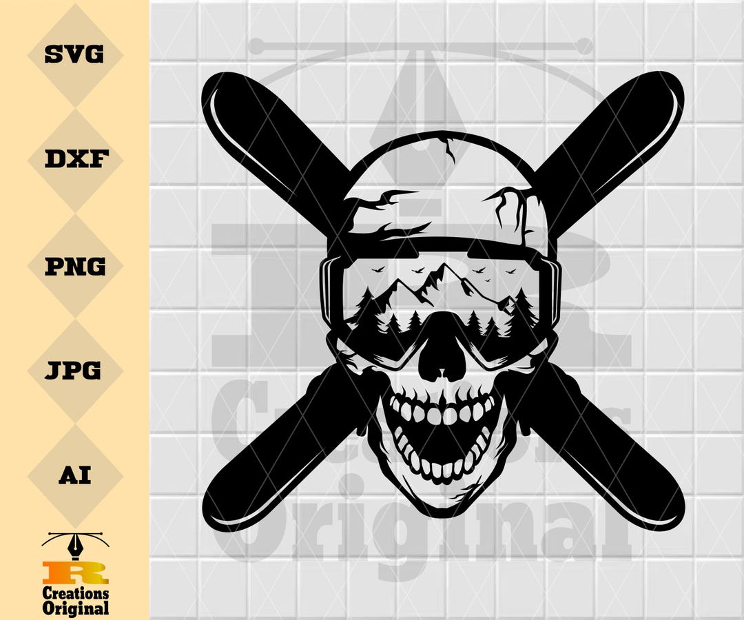 Skull Snowboarding Svg | Skull Svg | Snowboard Svg | Skull Snowboard ...