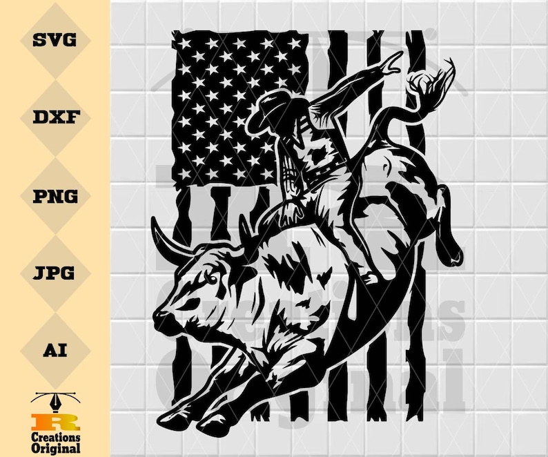 US Bull Rider SVG: Rodeo Cowboy, Ranch Western Art (digital Download ...